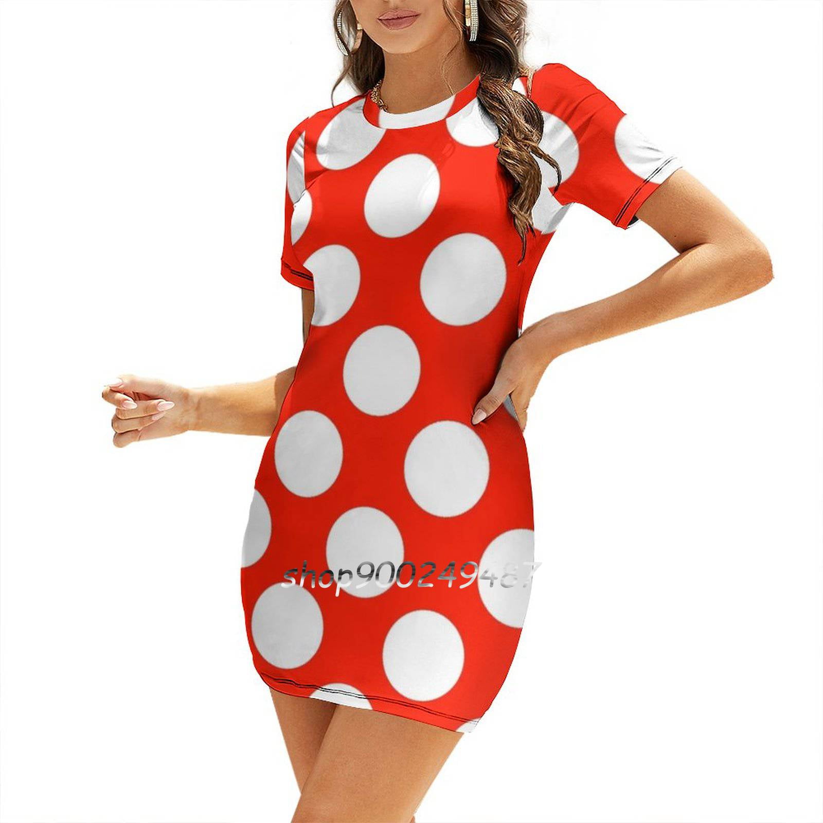 Big Polka Dots Red White Modern Trendy Pattern Sweetheart Knot Flared ...