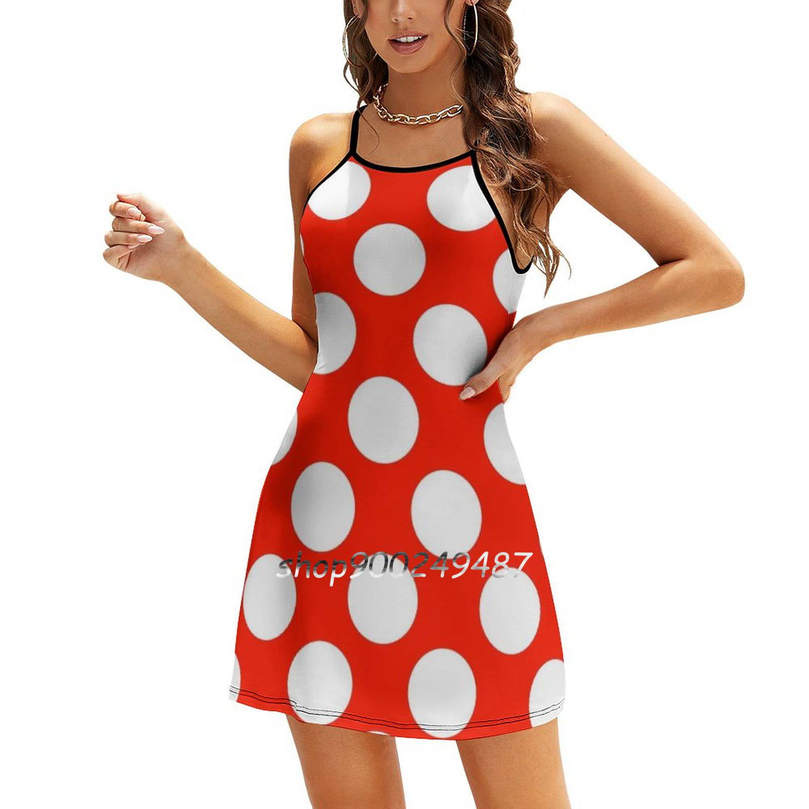 Big Polka Dots Red White Modern Trendy Pattern Sweetheart Knot Flared ...