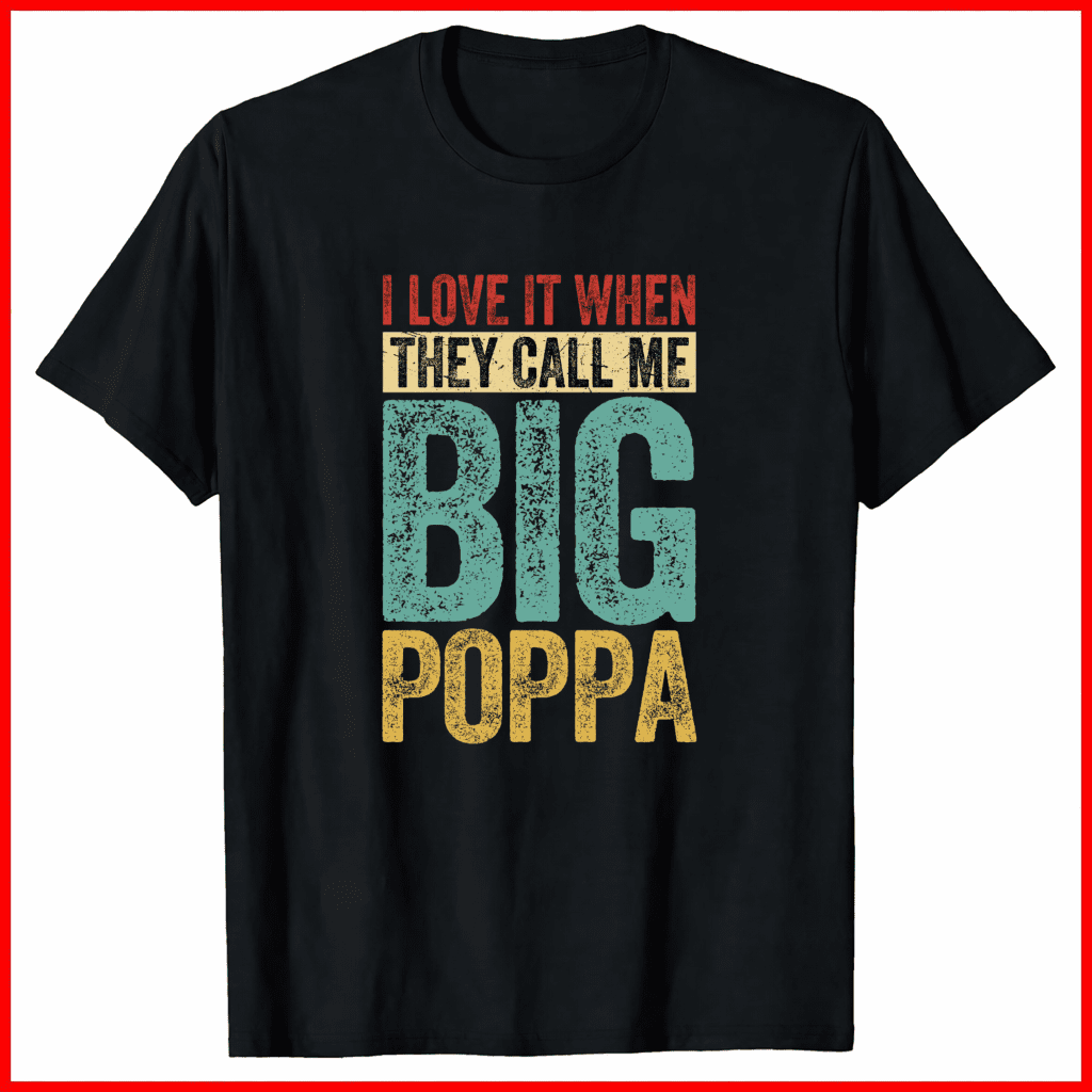 Big Poppa Shirt Retro Grandpa Papa New Grandfather Father's Day Tee,for ...