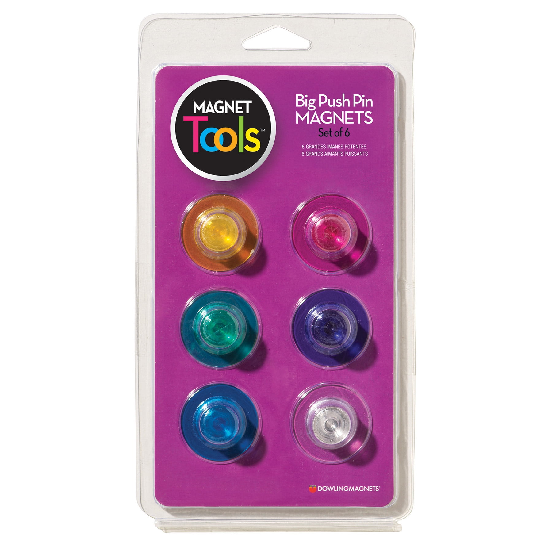 Dowling Magnets Magnet Tools Big Push Pin Magnets, Set of 6 - Walmart.com
