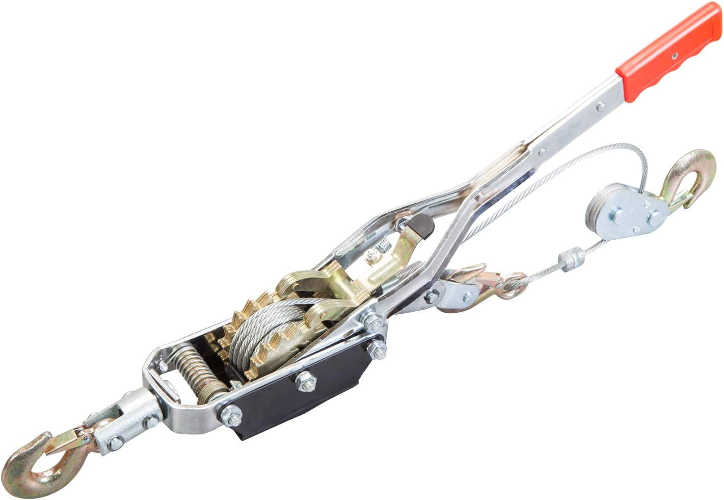 Big Red 4 Ton Cable Puller, Double Gear Hand Winch with 3 Hooks, W32054 ...