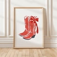 Big Red Boots Print Coquette Room Decor Cowboy Boho Retro Western Art ...