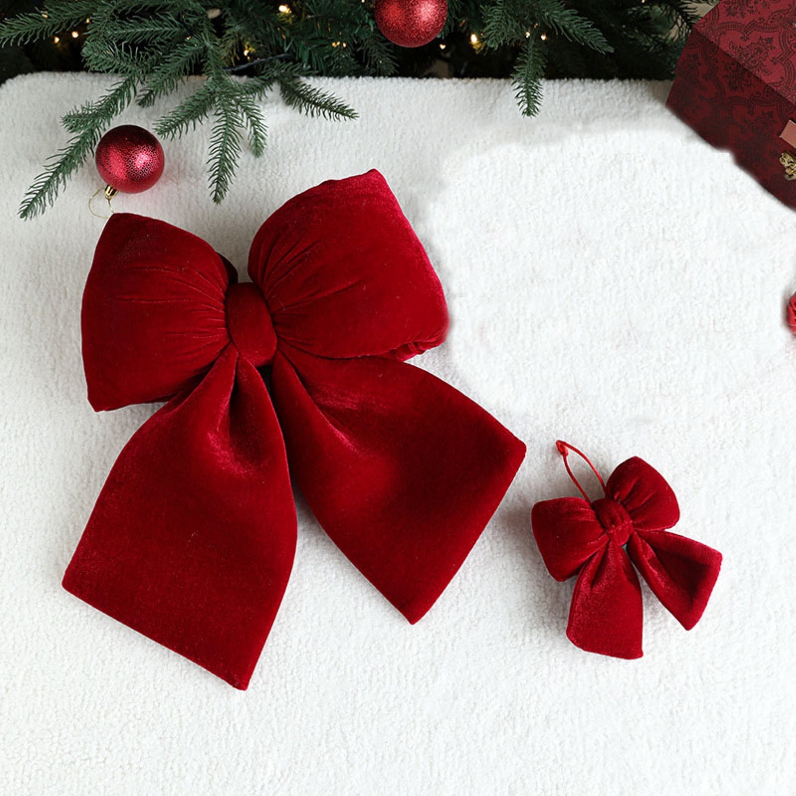 Big Red Bow Velvet Bows for Christmas Tree Great for Large Gifts Christmas Bows for Wreaths ...