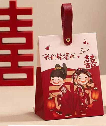 Big Red Chinese Wedding Candy Box with Cute Characters Traditional ...