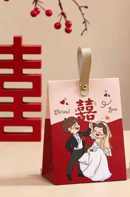 Big Red Chinese Wedding Candy Box with Cute Characters Traditional ...
