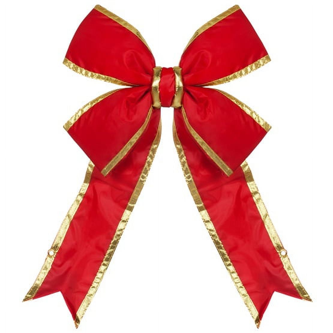 Big Red Christmas Outdoor Bows, Heavy Duty Red Nylon Bow with Gold Trim ...