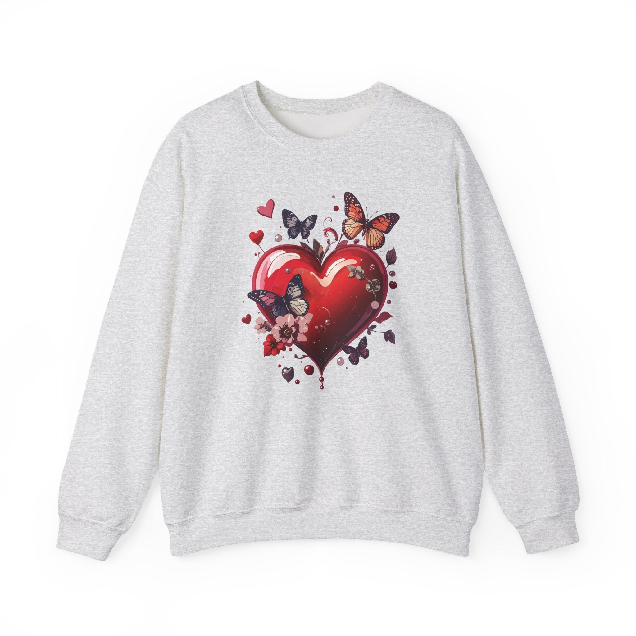 Big Red Heart Sweatshirt, Floral Red Heart Sweatshirt, Floral Love ...