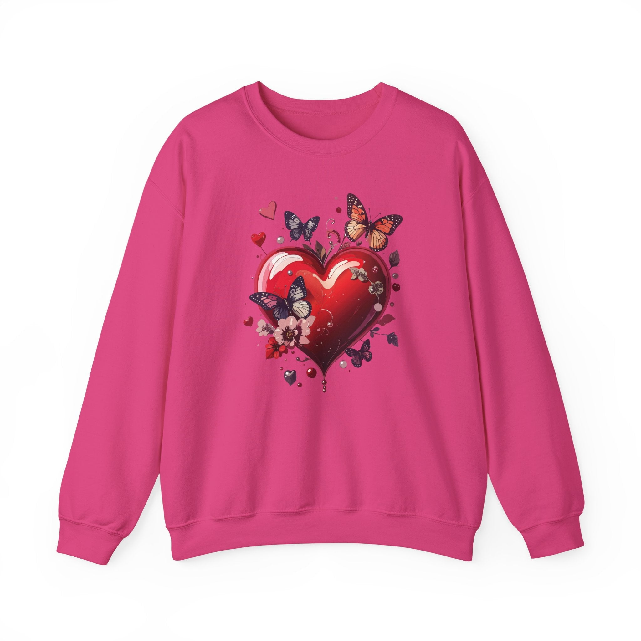 Big Red Heart Sweatshirt, Floral Red Heart Sweatshirt, Floral Love ...