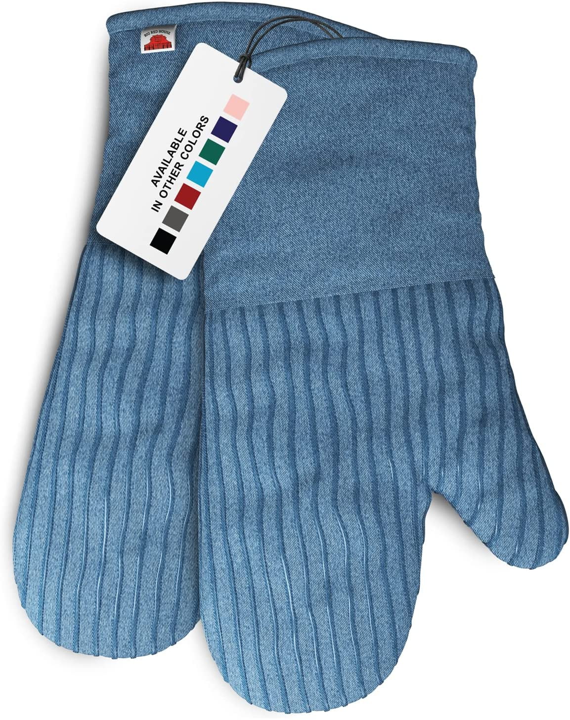Big Red House Heat-Resistant Silicone Oven Mittens, Non-Slip Grip, Blue ...