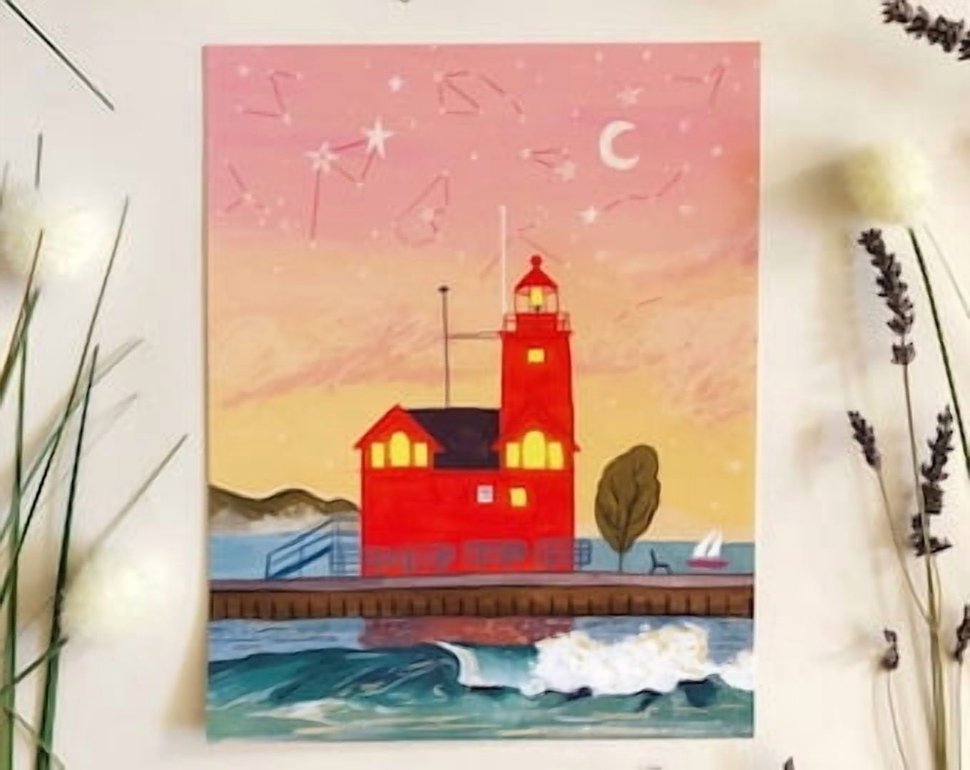 Big Red Lighthouse Poster Holland Michigan Harbor Lighthouse Coast ...
