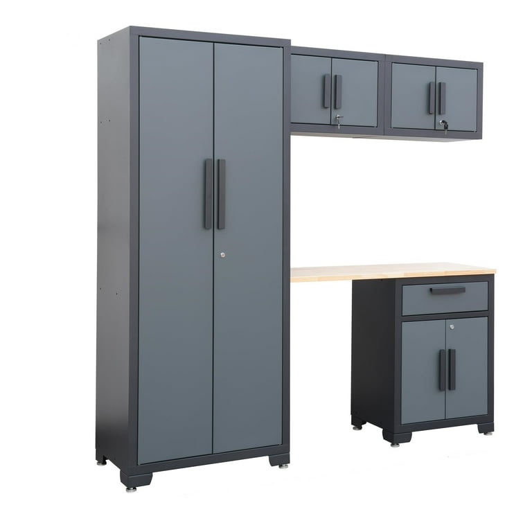 Big Red Metal Garage Storage Cabinet Sets 5 piece Tool Organizer Workshop Cabinets 76.8 L 18.5 W 75.79 H