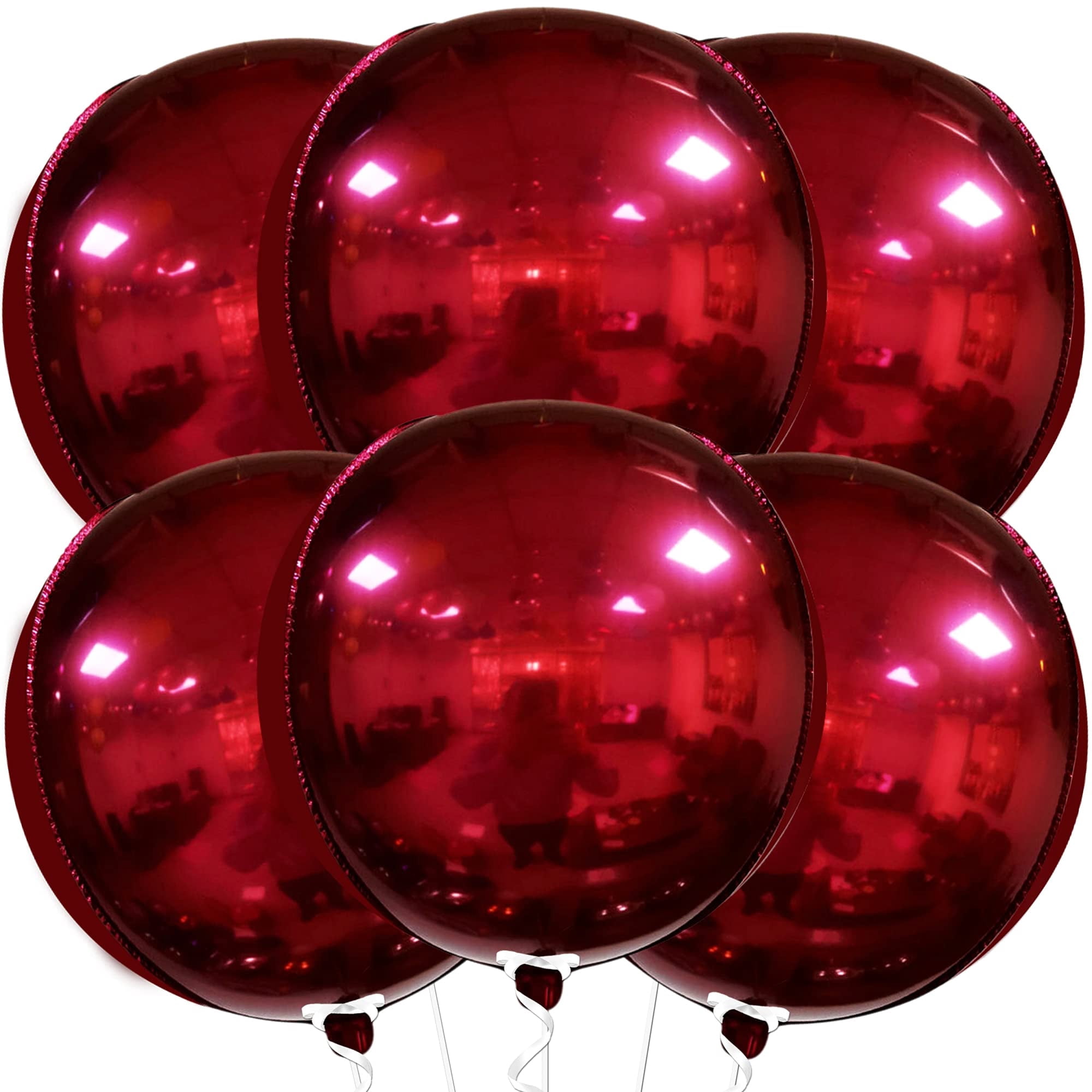 Big Red Metallic Balloons, 22 Inch, Pack of 6, Aluminum Foil, Party ...