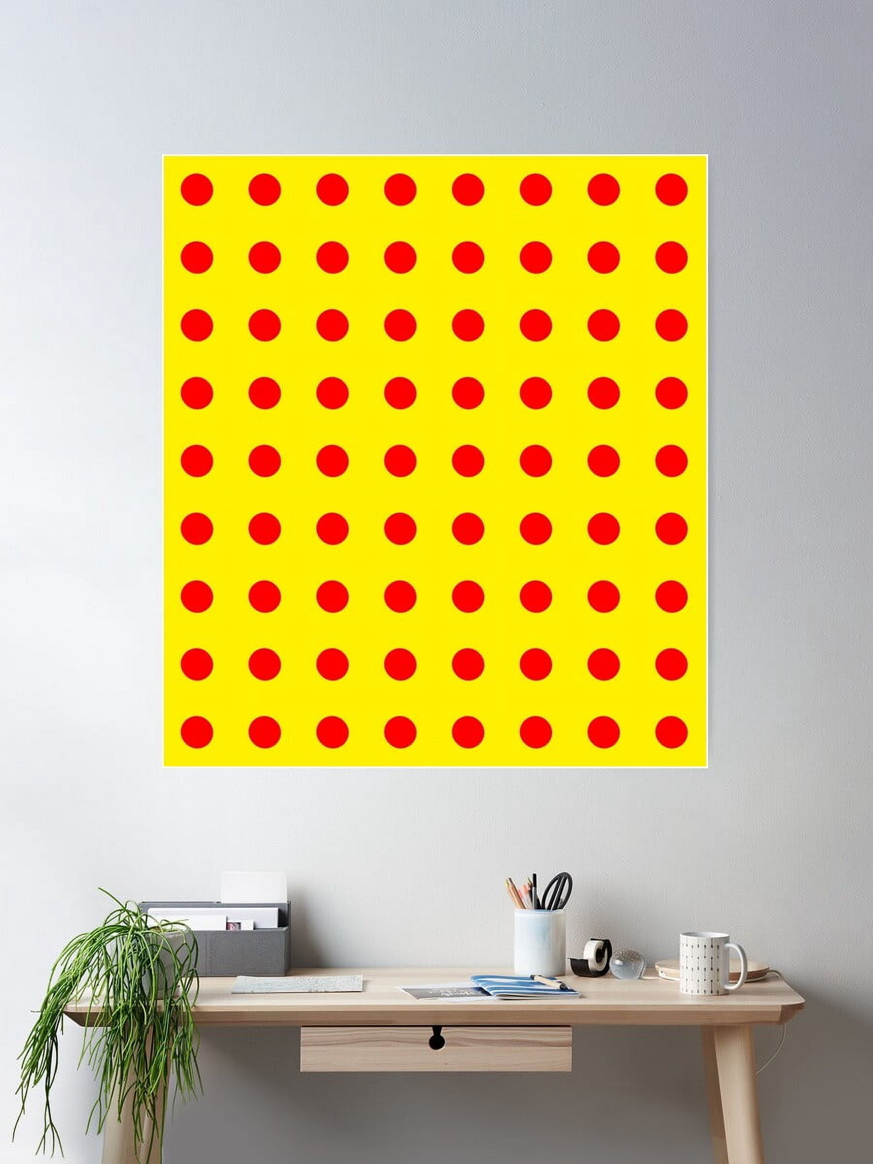 Big Red Polka Dots On Bright Yellow Poster Wall Art, Modern Wall Decor ...
