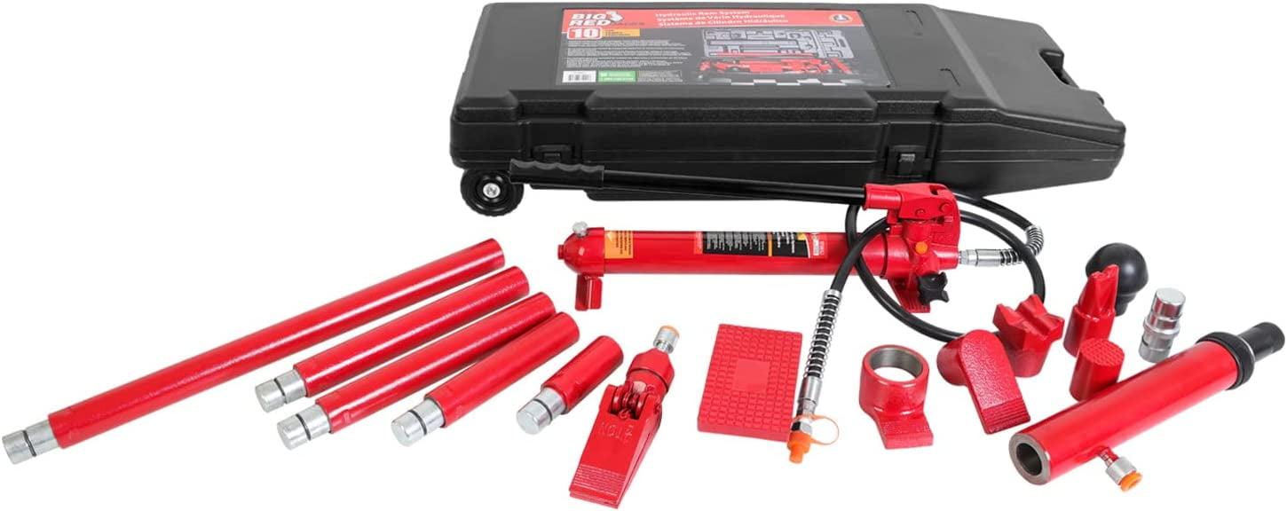 Big Red Portable Hydraulic Ram: Auto Body Frame Repair Kit with Rolling ...