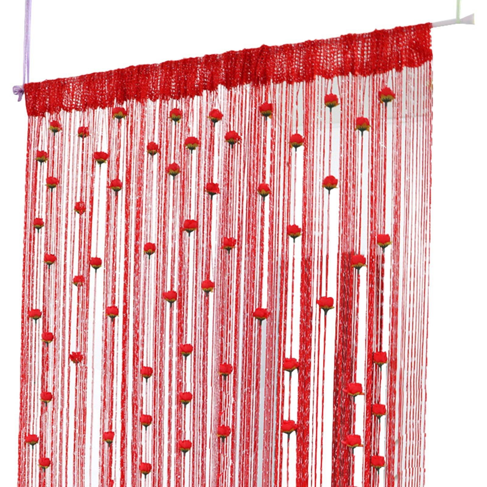 Big Red Rose Thread Door Curtain 2024 New 39x79 Inch String Curtain ...