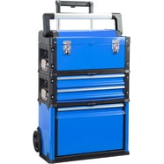 Stackable Toolbox Rolling Mobile Organizer with Telescopic Comfort Grip ...