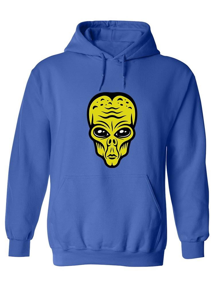 Big Retro Alien Head Hoodie Men -Image by Shutterstock, Male Large ...