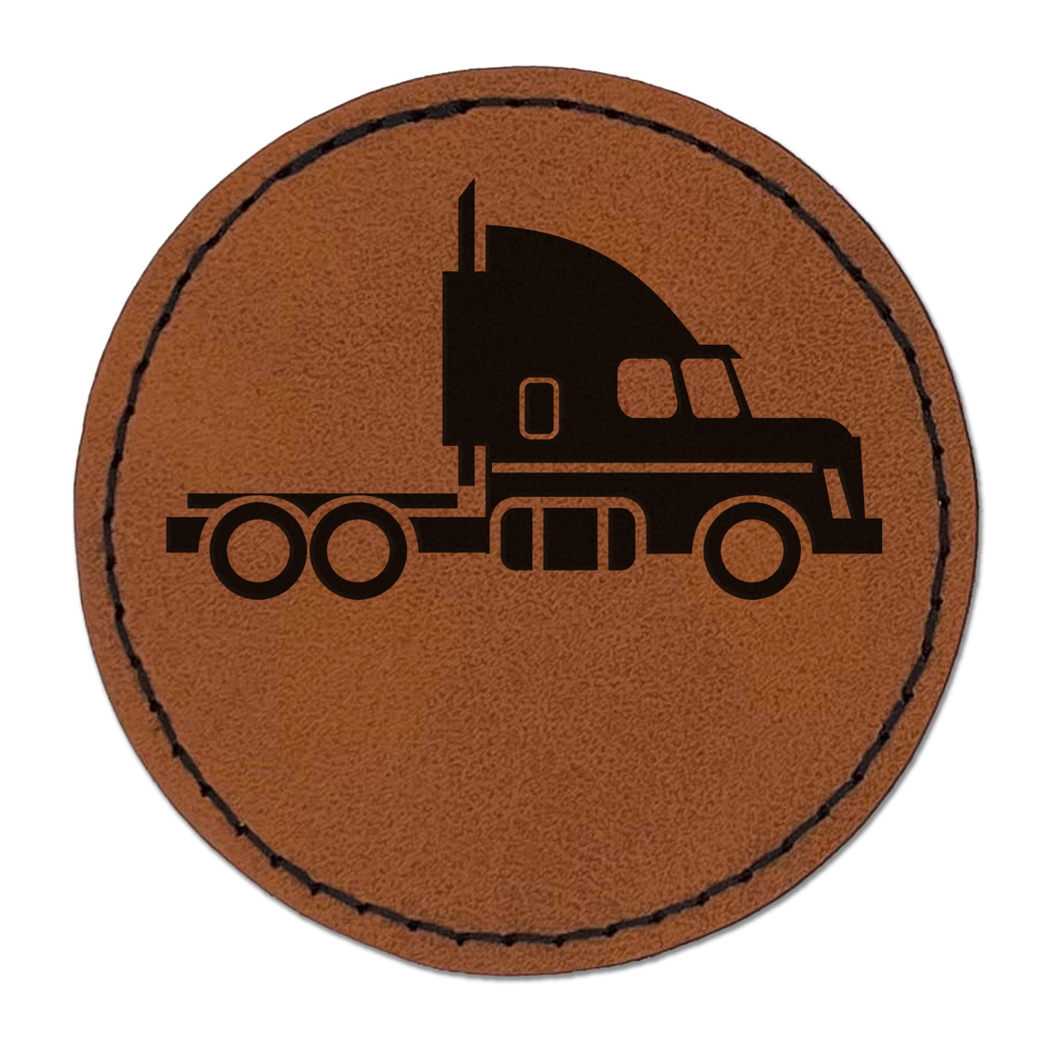 Big Rig Mac Semi Truck 2.5" Faux Leather Round Engraved Iron-On Patch ...