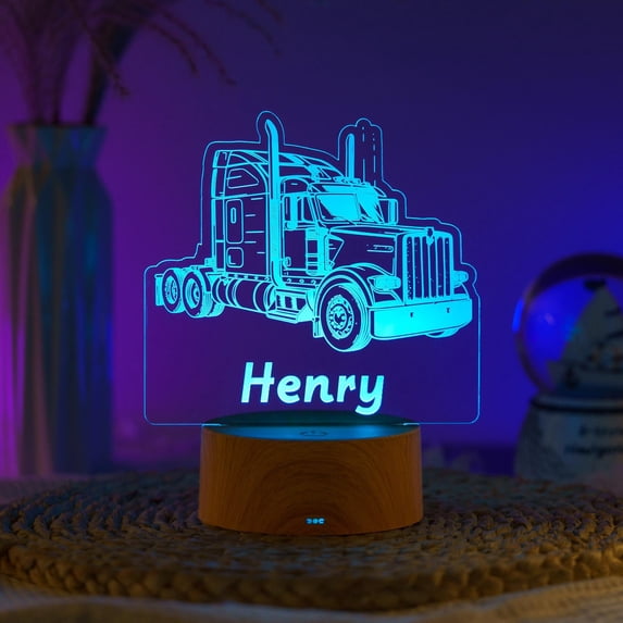 Big Rig Semi Truck Custom Name Night Light Acrylic Vehicle Lamp Trucker ...