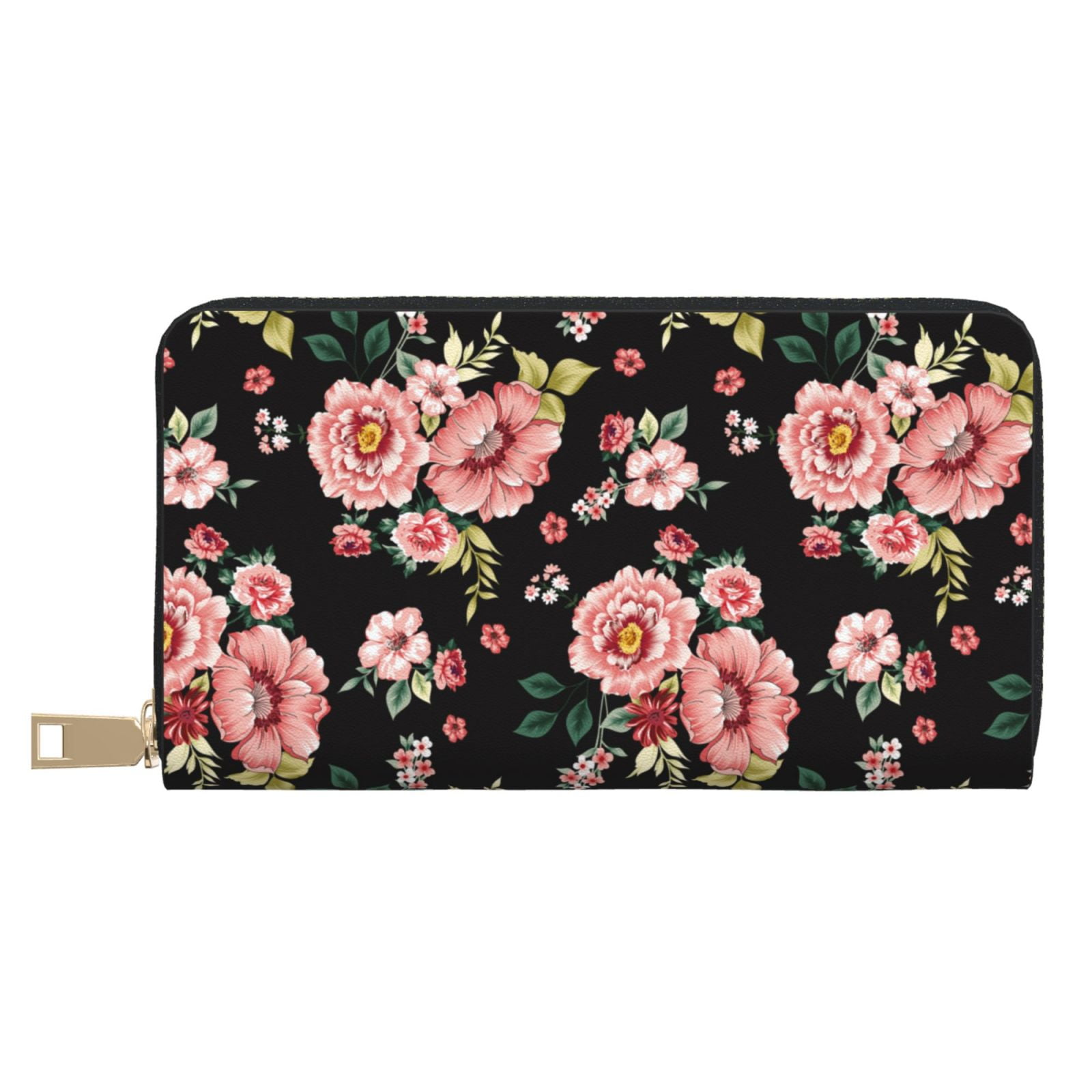 Big Rose Flowers Wallet Women, Leather Bifold Multi Card Wallet, Women ...