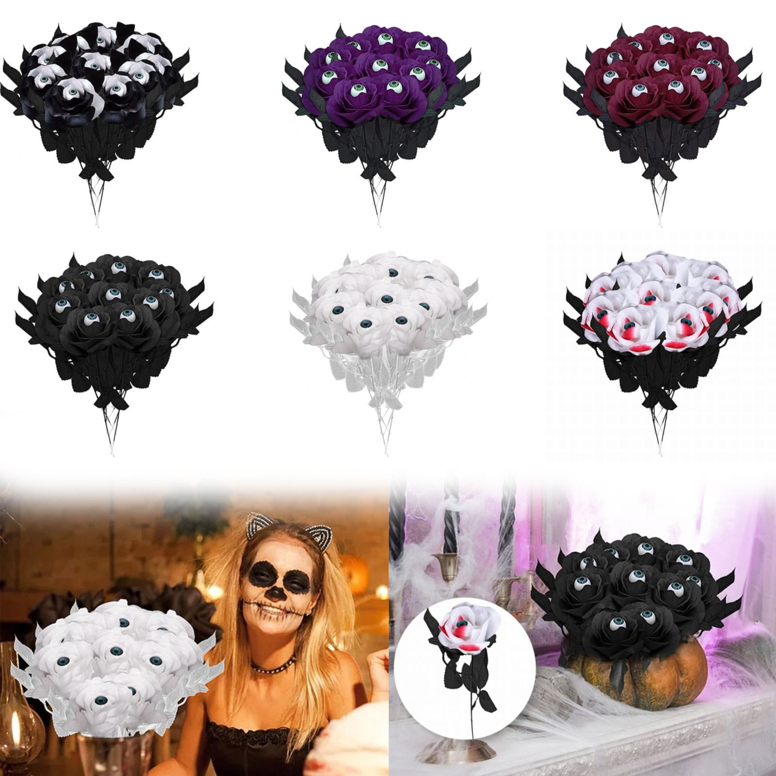 Big Sale! 10*Simulation Flowers Halloween Flowers Eyeballs Rose Flowers ...