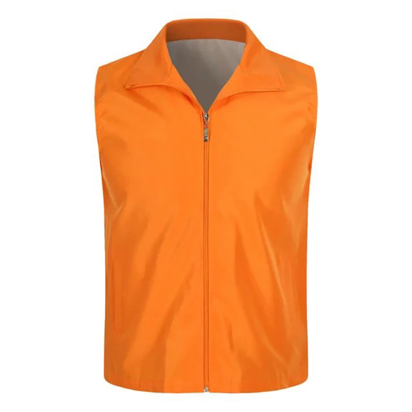 FUNUONY Fleece Vest Lapel Sleeveless Pockets Zipper Placket Mesh ...