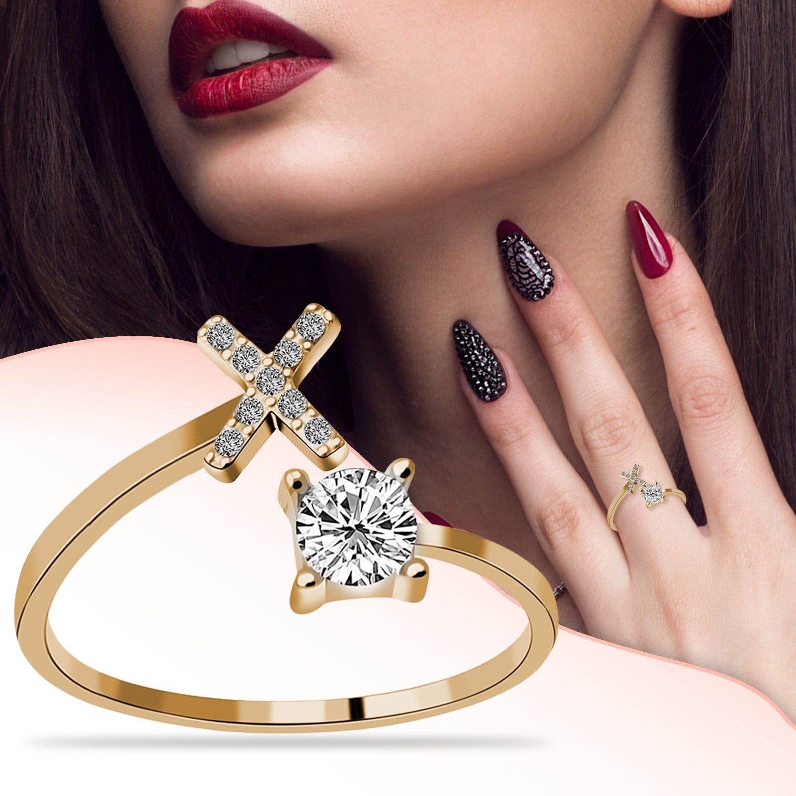 Big Sale! Moiity Women's 26 Letter Ring Diamond Rhinestone Set Zirconia ...