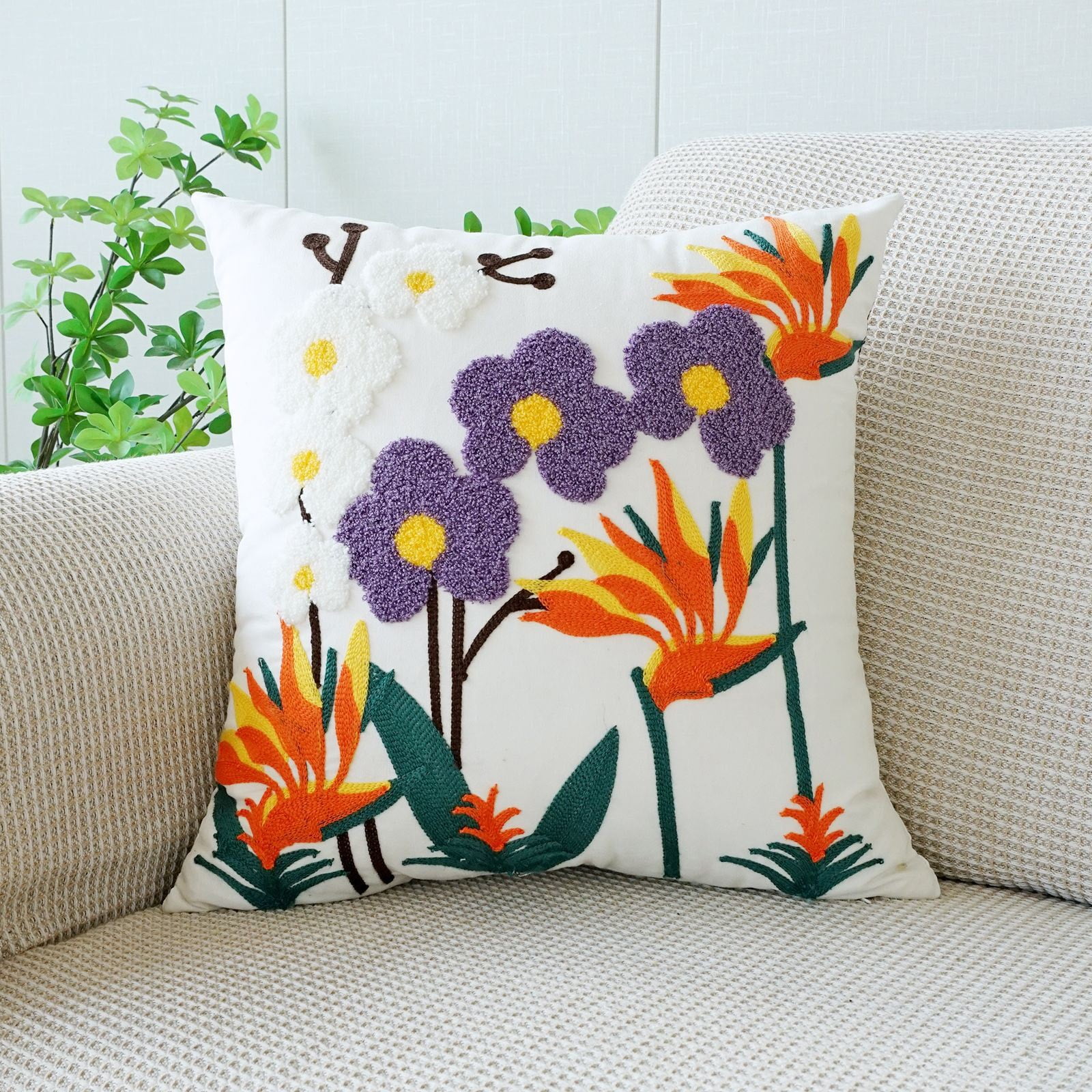 Big Sale! Rural Style Embroidered Pillow Cover, Living Room Sofa ...