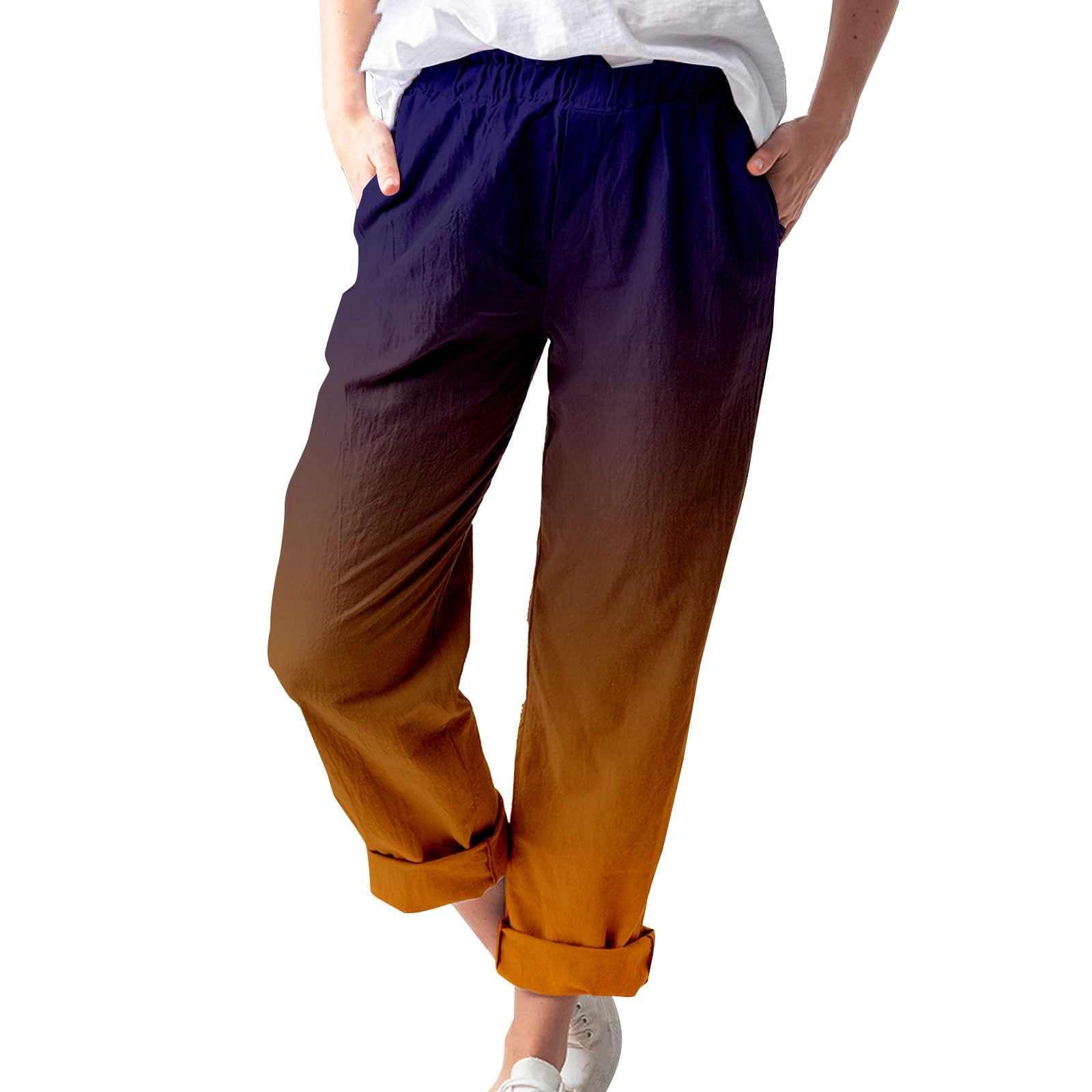 Big Sale Unolxmxbk Linen Pants Womens Printed Cotton And Linen Pockets