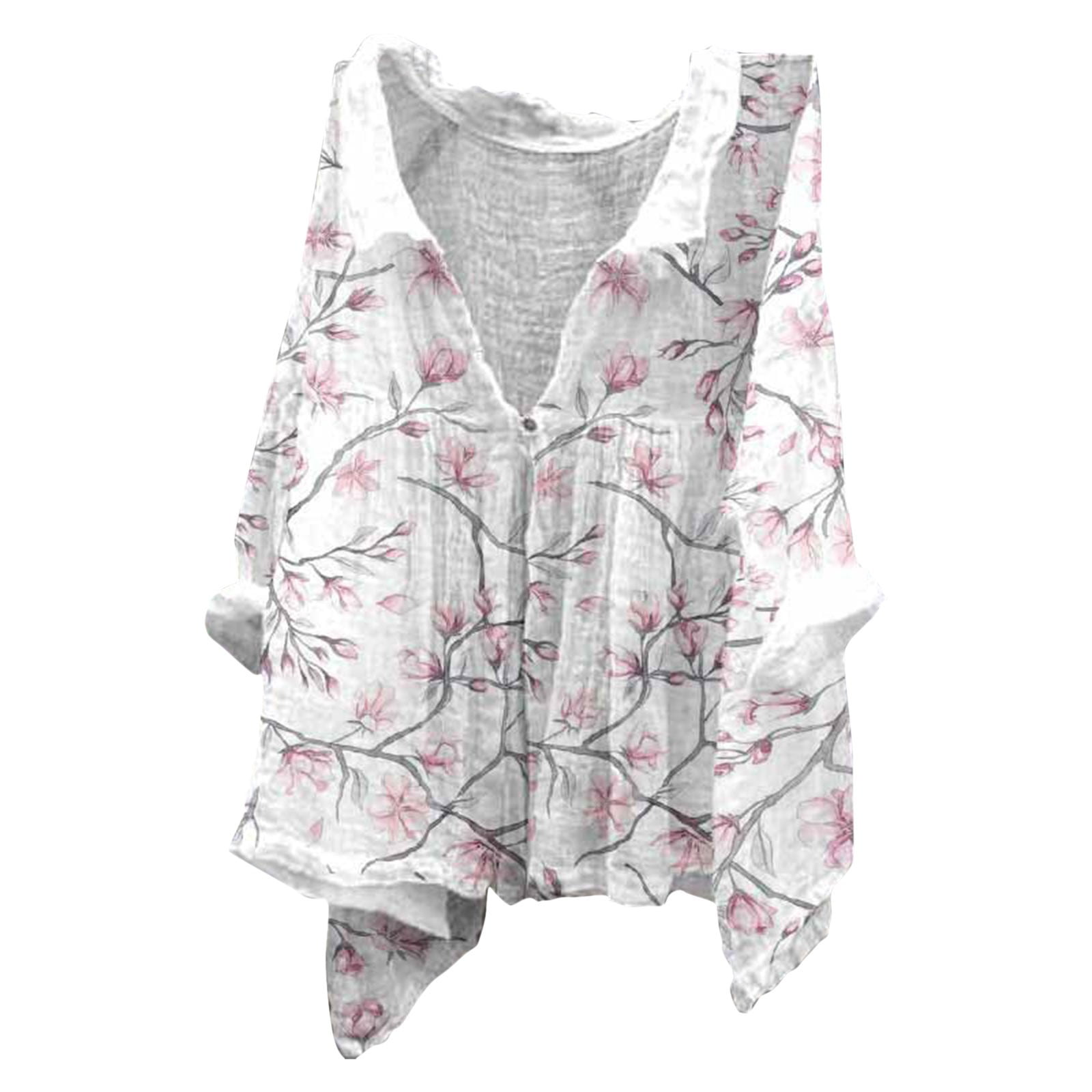 Big Sale! Women's Floral Butterfly Print Blouse Natural Fragrant Fabric ...