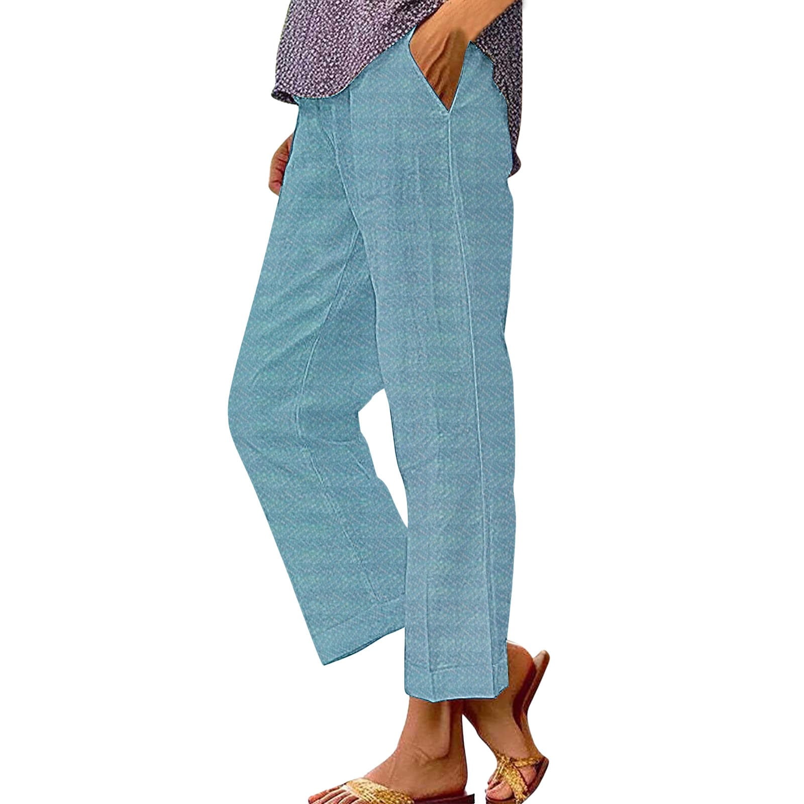 Big Sale! Women's High Waisted Ankle Pants Textured Office Trousers ...