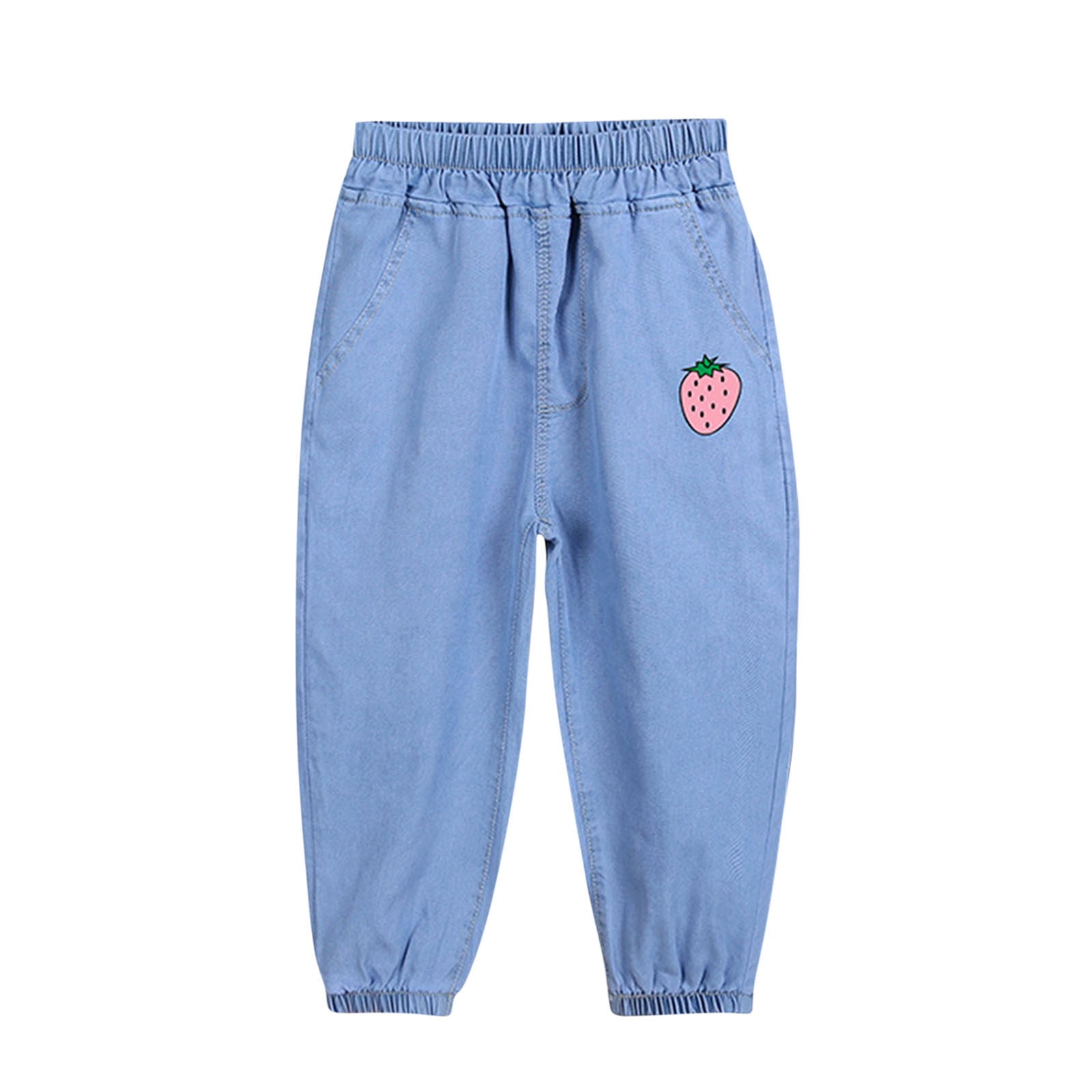 OGLCCG Girls Baggy Jeans Elastic Waist Wide Leg Denim Pants with ...