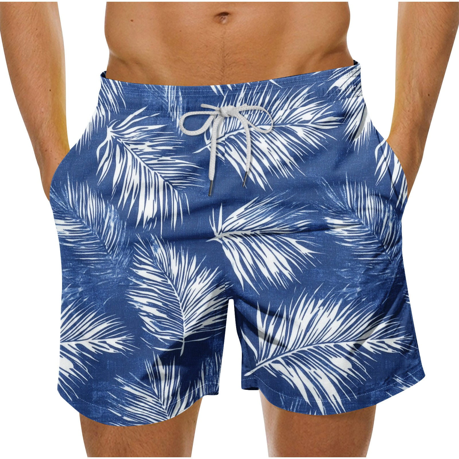 OGLCCG en's Hawaiian Swim Shorts Tropical Print Drawstring Elastic ...