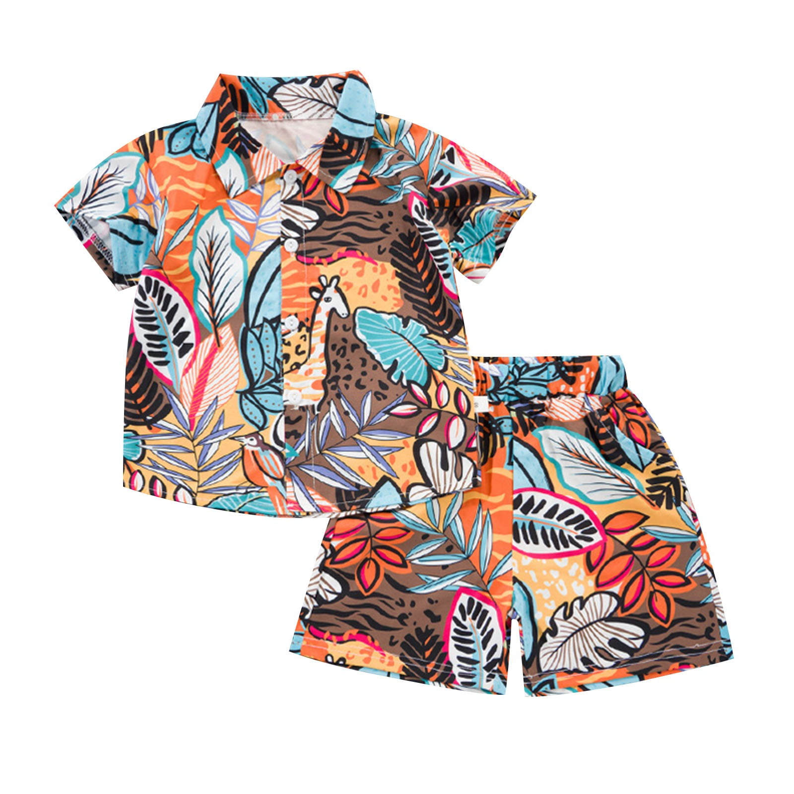 Big Sales Summer OGLCCG Boy's 2 Piece Hawaiian Outfits Tropical Print ...