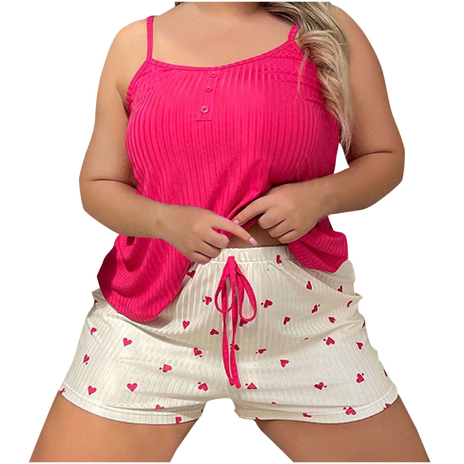 Big Sales juhao Plus Size Pajama Sets for Women 2 Piece Soft Spaghetti ...