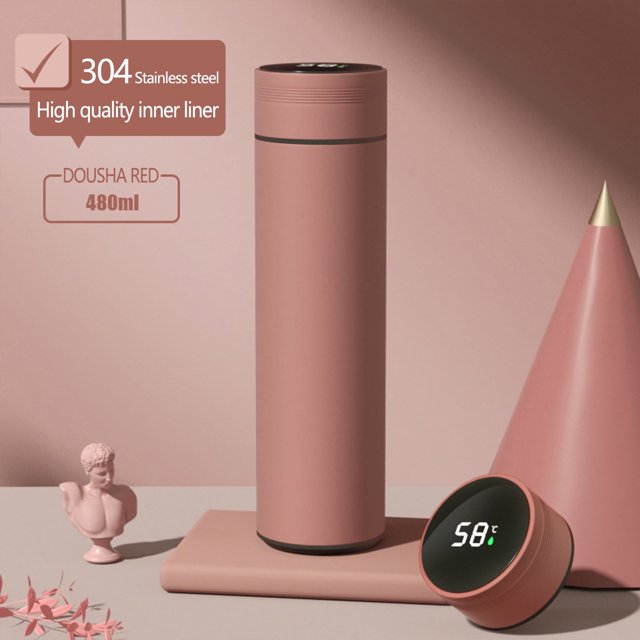 480ml Insulated Water Bottle with LED Temperature Display Vacuum Water Bottle for Keep Cold and ...