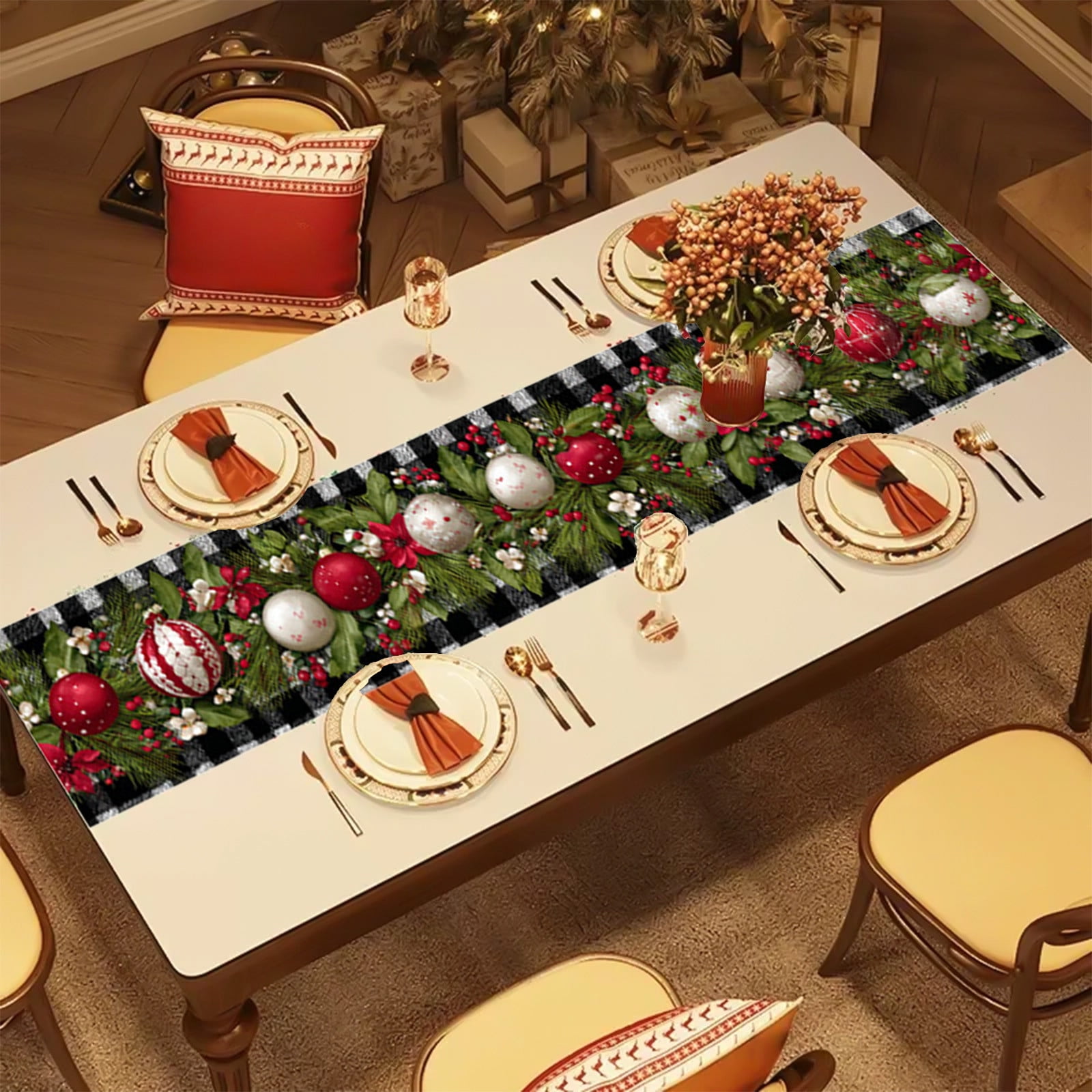 The Big Save karymi 72x13inches Christmas Tablecloth Christmas Table ...