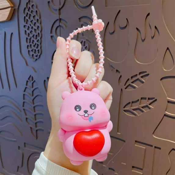 karymi Heart Shape Couple Plushies Keychain Silicone Stress Reliever ...