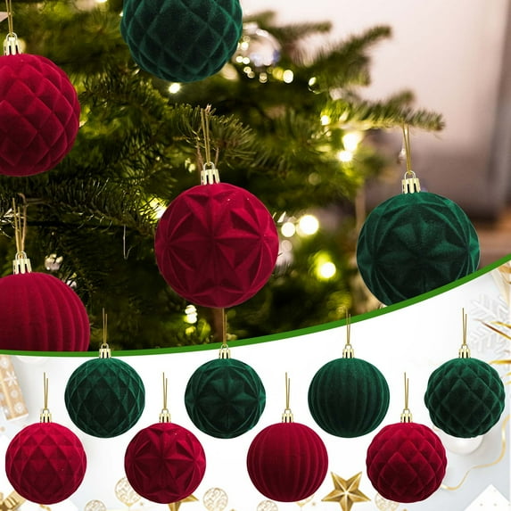 Big Savings,3PC Velvet Christmas Balls, Flocked Tree Balls, Plastic ...