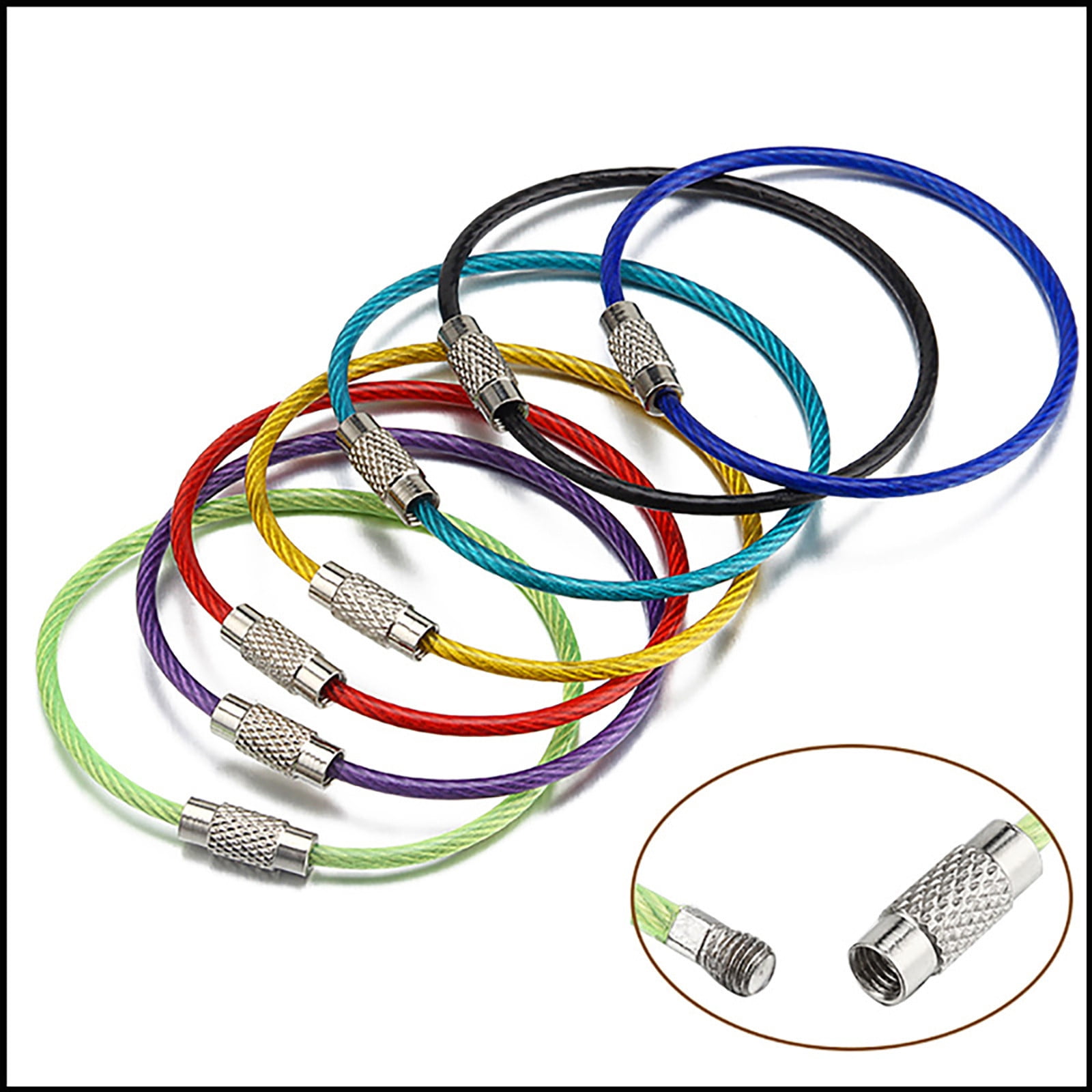 Big Savings! Color-Coated Wire Rope Keychain, Stainless Steel Key Ring ...