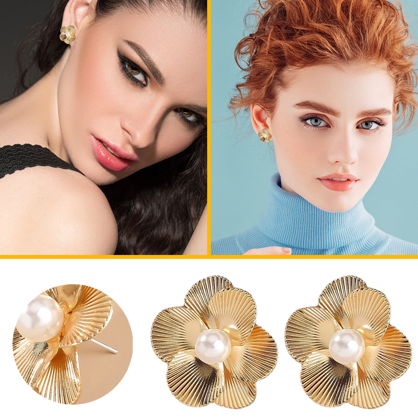 Big Savings! Earrings Creative Pearl Flower Earrings – Flash Gradient Cicada Wing Earrings ...
