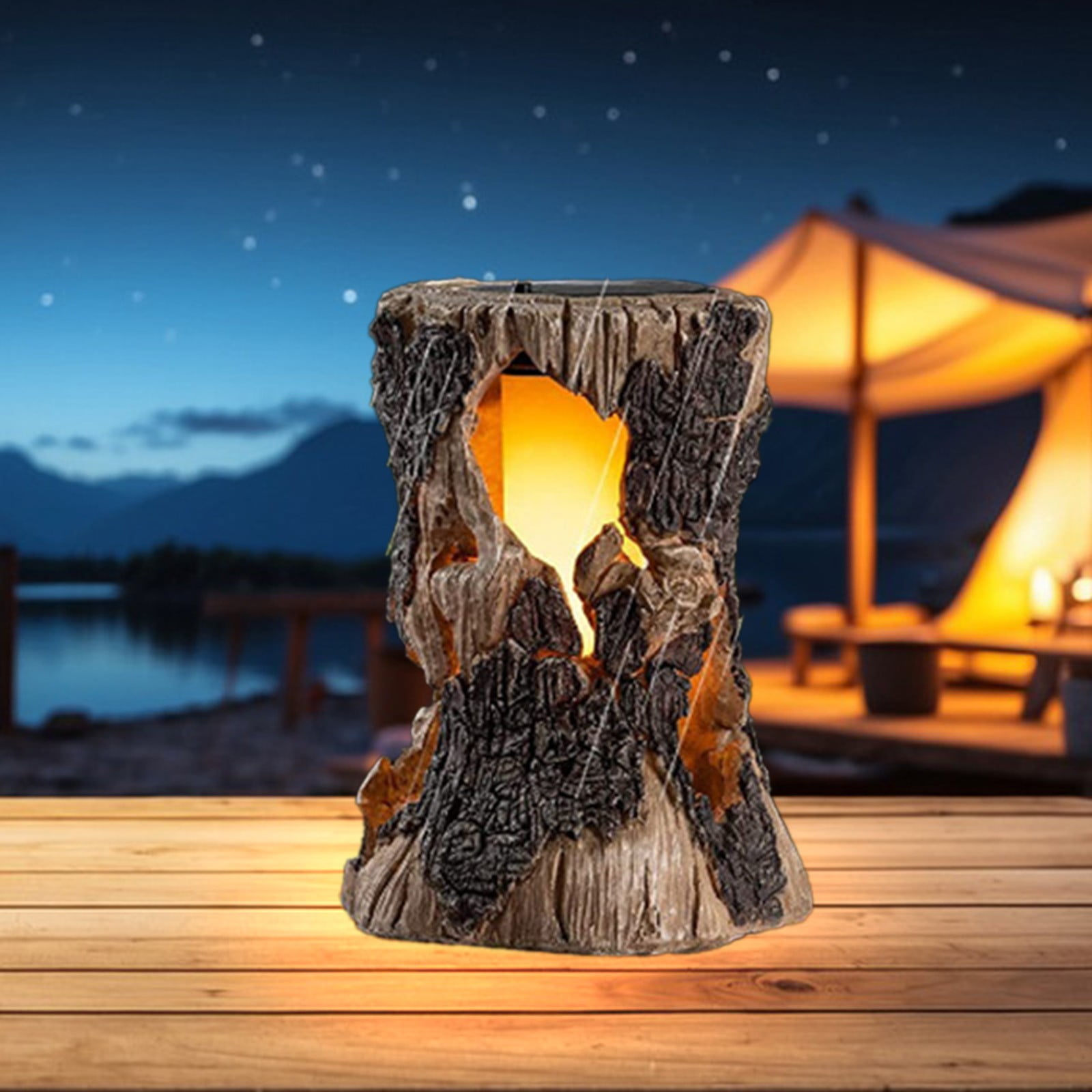 Big Savings! JGF844 New Solar Tree Stump Lamp Resin Material Outdoor ...
