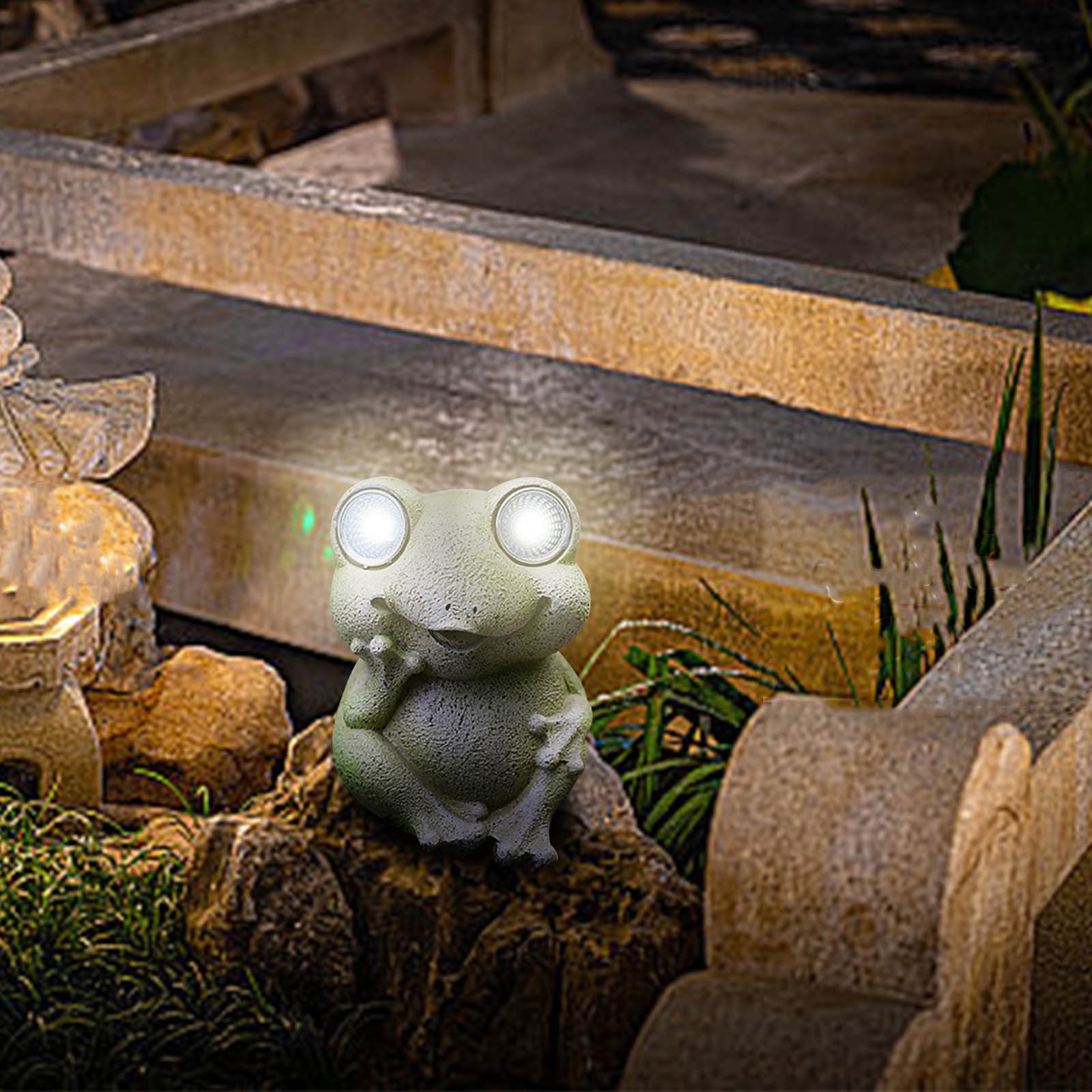 Big Savings! JGF844 Statue Of Frogs Garden Statue Outdoor Light Solar ...