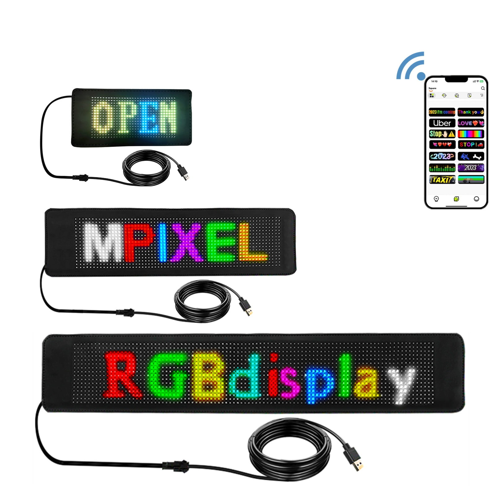 Big Savings! LED Car Sign, 26.4”x4.8” Flexible LED Matrix Panel, USB 5V ...