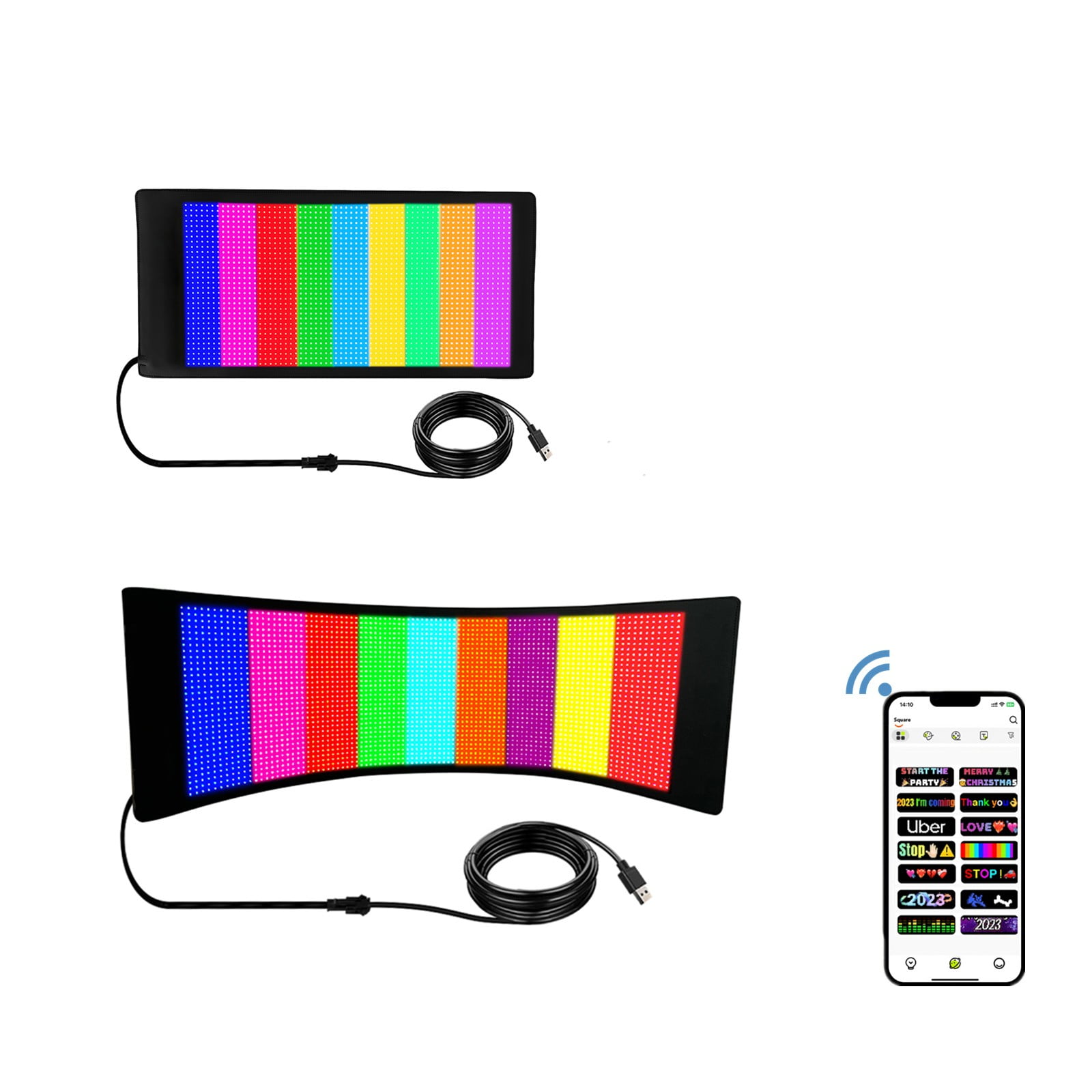 Big Savings! LED Car Sign, 26.4”x8.6” Flexible LED Matrix Panel, USB 5V ...