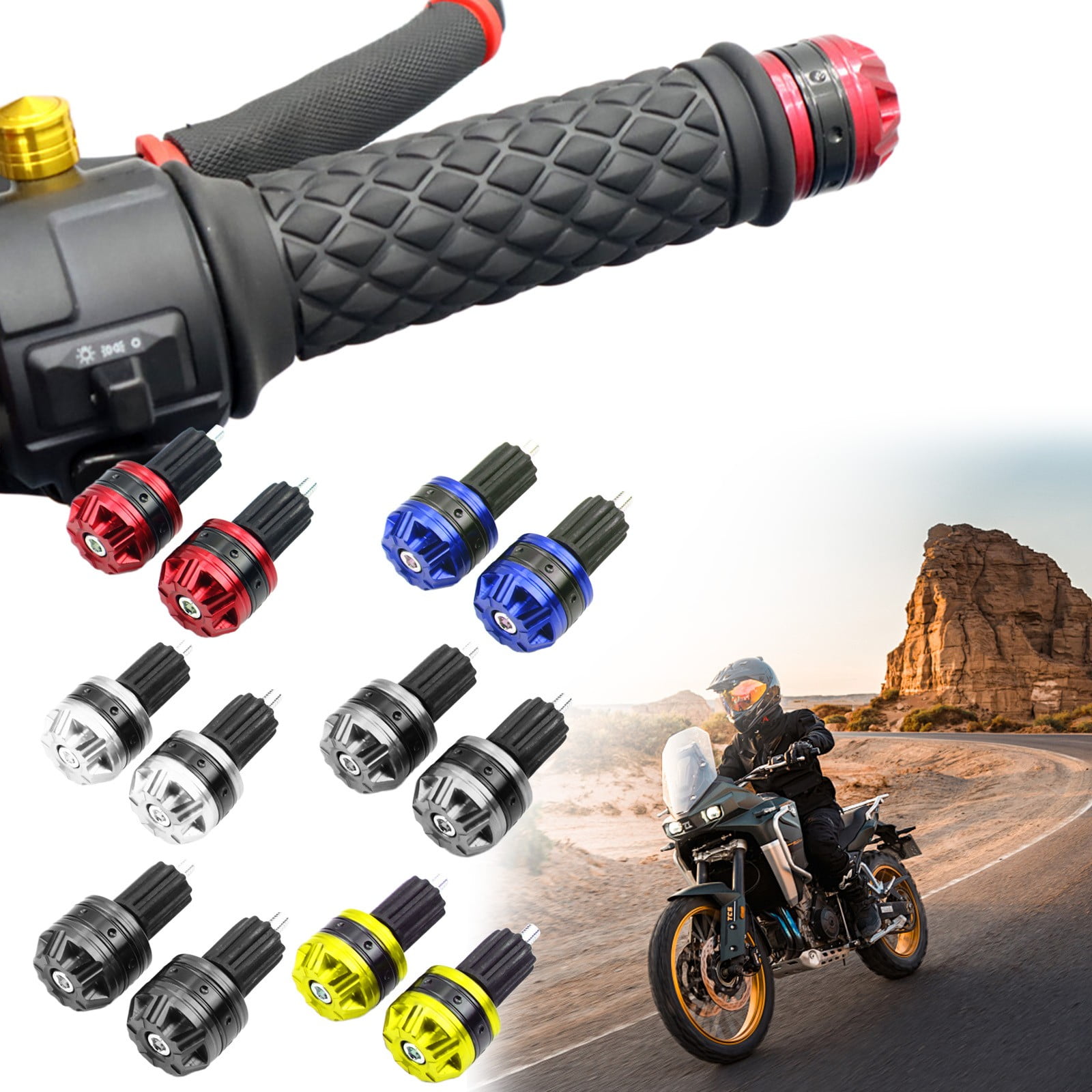 Motorcycle Handlebar End Plugs, Aluminum Alloy Handlebar Grips Caps ...