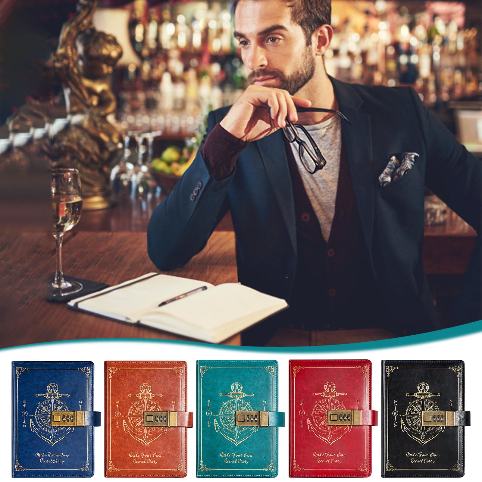 Big Savings! Password-Protected Leather Notebook, Diary with Lock ...