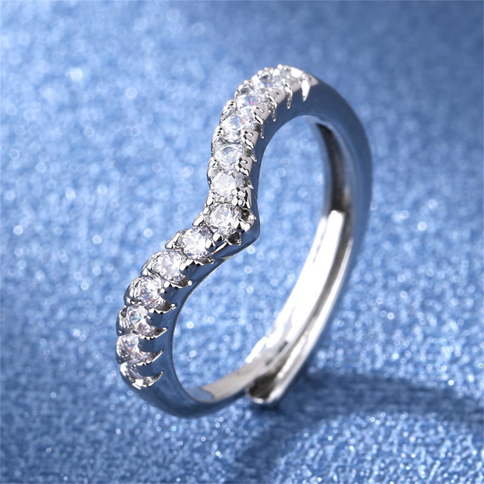 Big Savings! Ring Elegant V-Shaped Diamond Inlaid Opening Ring for ...