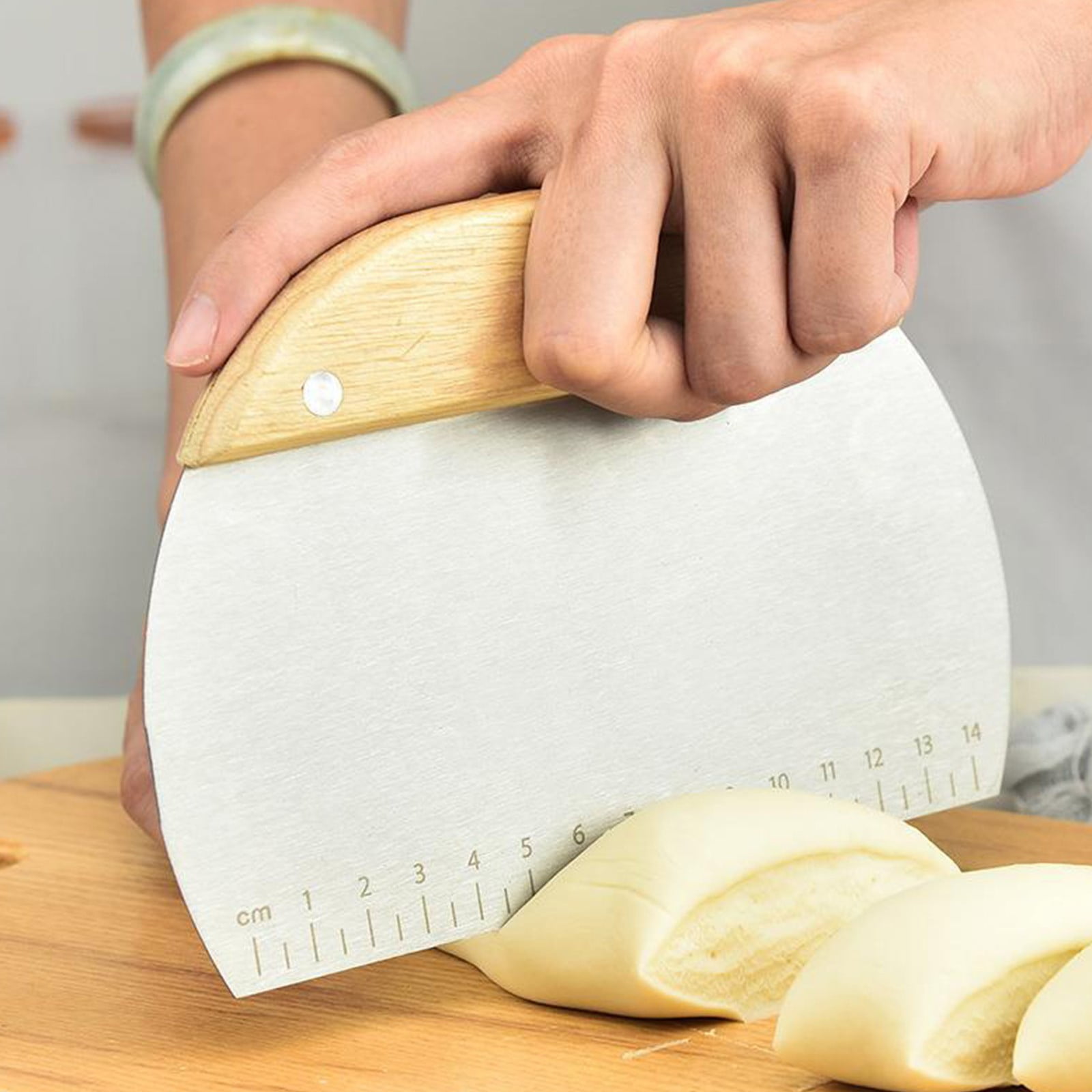 Big Savings! Stainless Steel Dough Scraper with Wooden Handle, Baking ...
