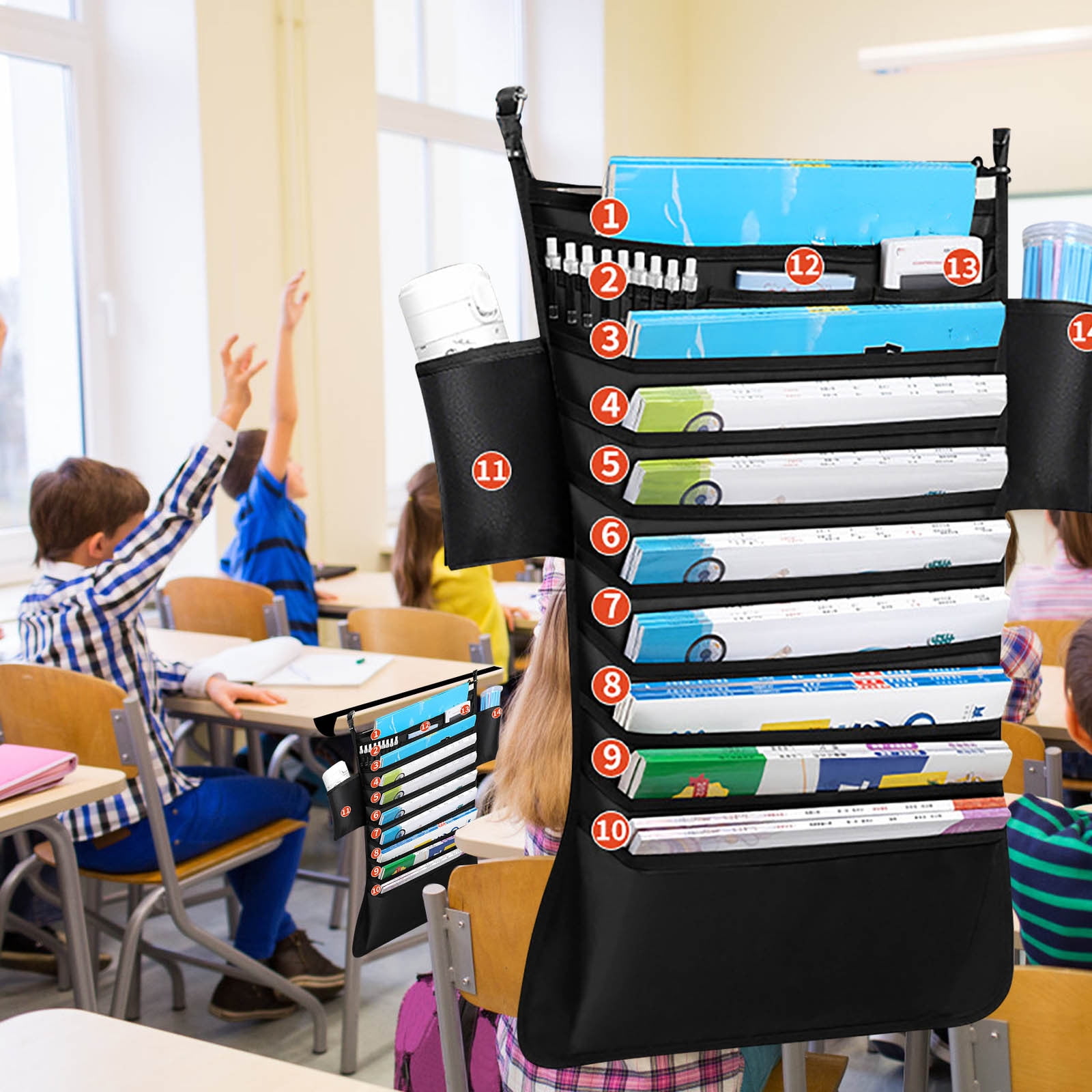 Big Savings! Student Book Bag Organizer, Desk Holder for School Bags ...